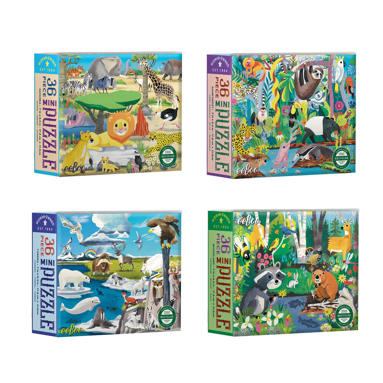 eeBoo Wild Habitats Miniature 36 Piece Puzzle – Hopscotch Kids OR