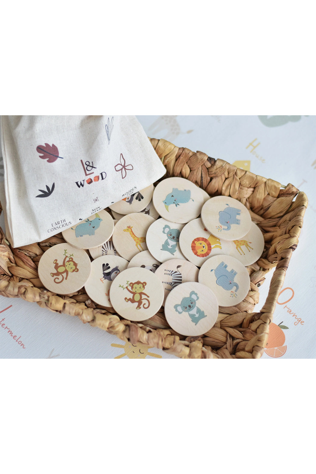 L And Wood Wooden Animals Memory Game ( 18 pcs ) – Hopscotch Kids OR