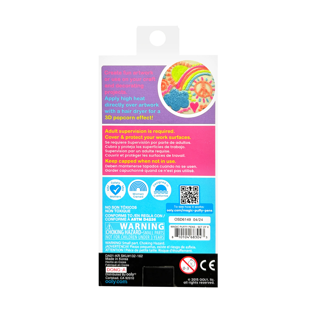 Ooly Magic Puffy Neon Pens - Set of 6 – Hopscotch Kids